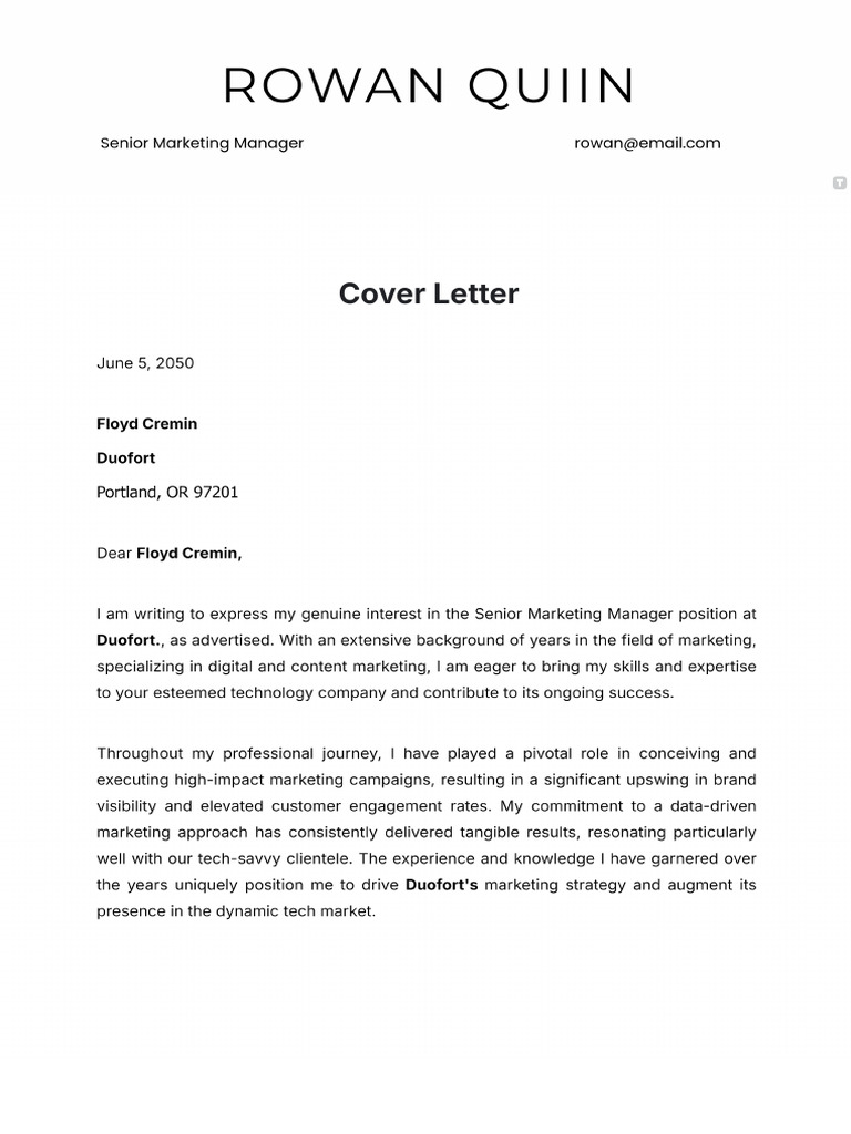 Free Cover Letter Template - Edit Online & Download | PDF