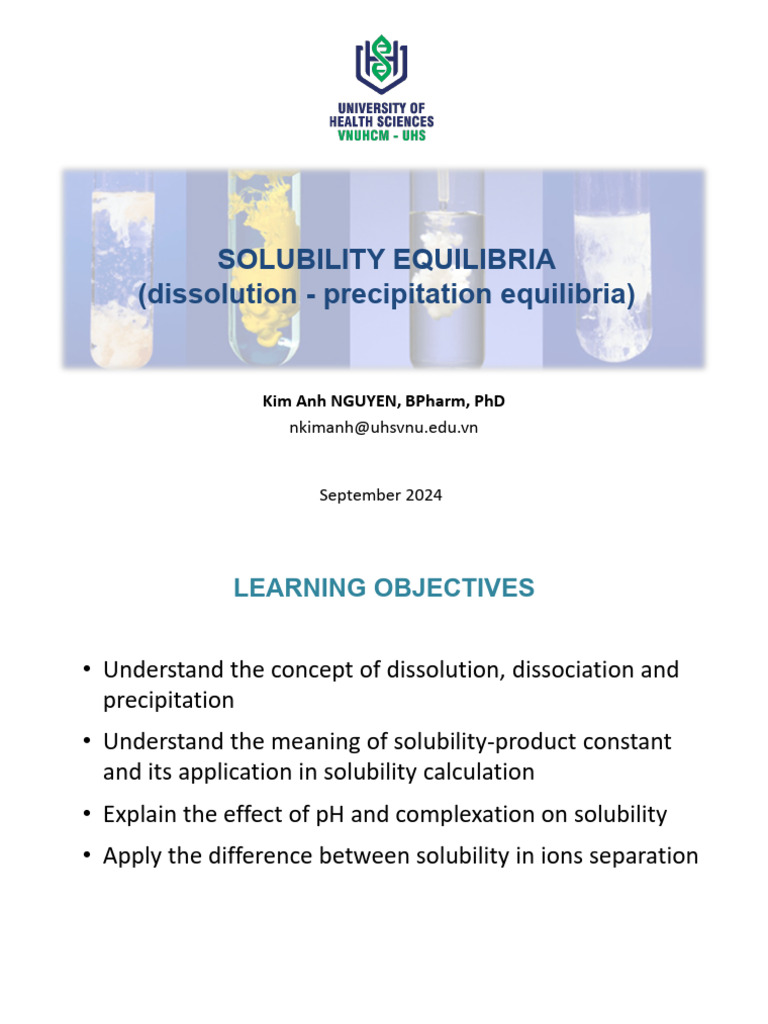 Solubility Equilibria - D2022 PDF | PDF | Solvation | Dissociation (Chemistry)
