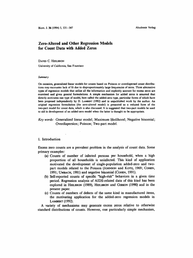 Heilbron(1994) | PDF | Regression Analysis | Poisson Distribution