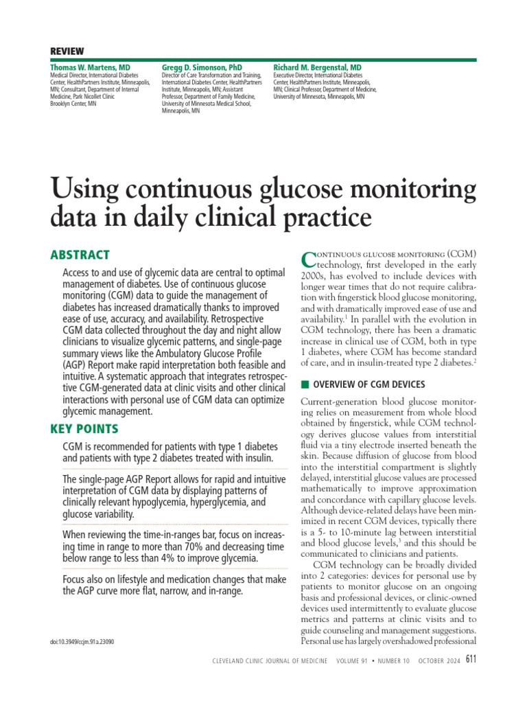Using Continuous Glucose Monitoring Data in Daily Clinical Practice ...