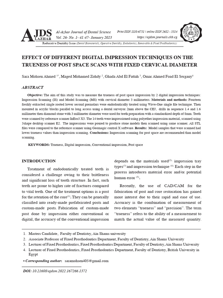 Digital Impression Techniques in Dentistry | PDF | Image Scanner ...