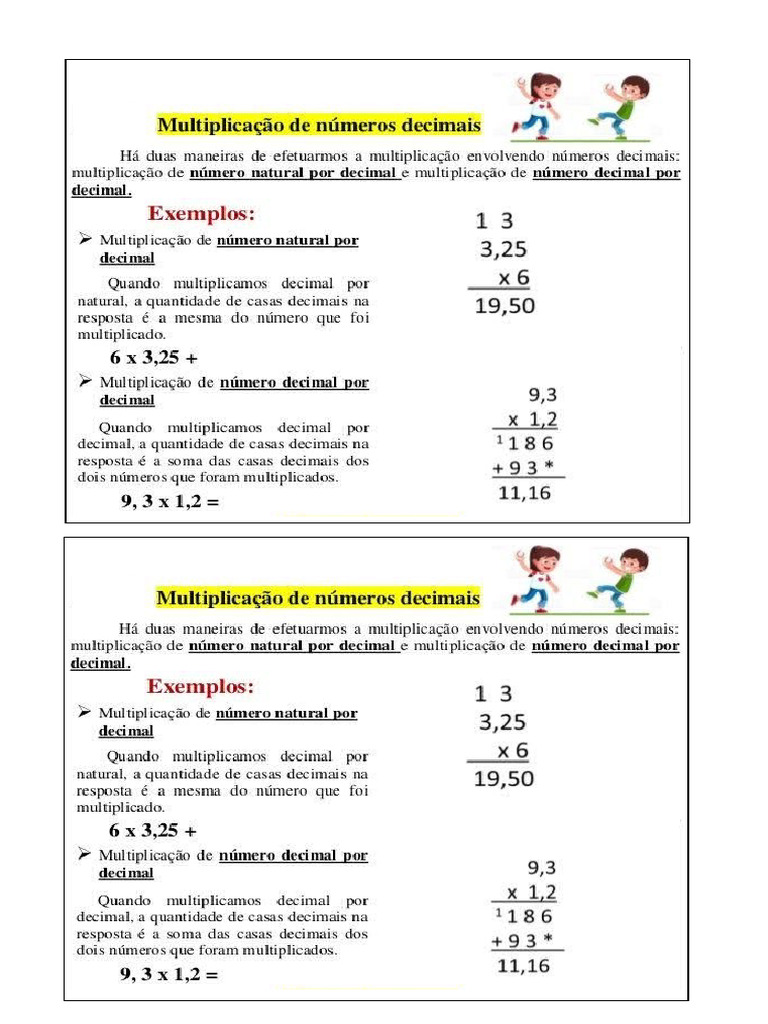 Números Decimais Mult | PDF