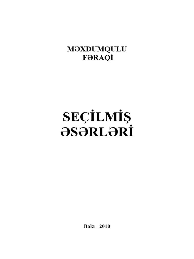 Magtymguly Goşgular (Azerbeýjan Dilinde) - 2010 | PDF
