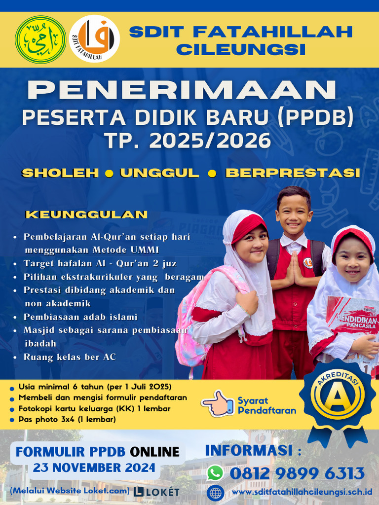 Biaya dan Syarat PPDB SDIT Fatahillah | PDF
