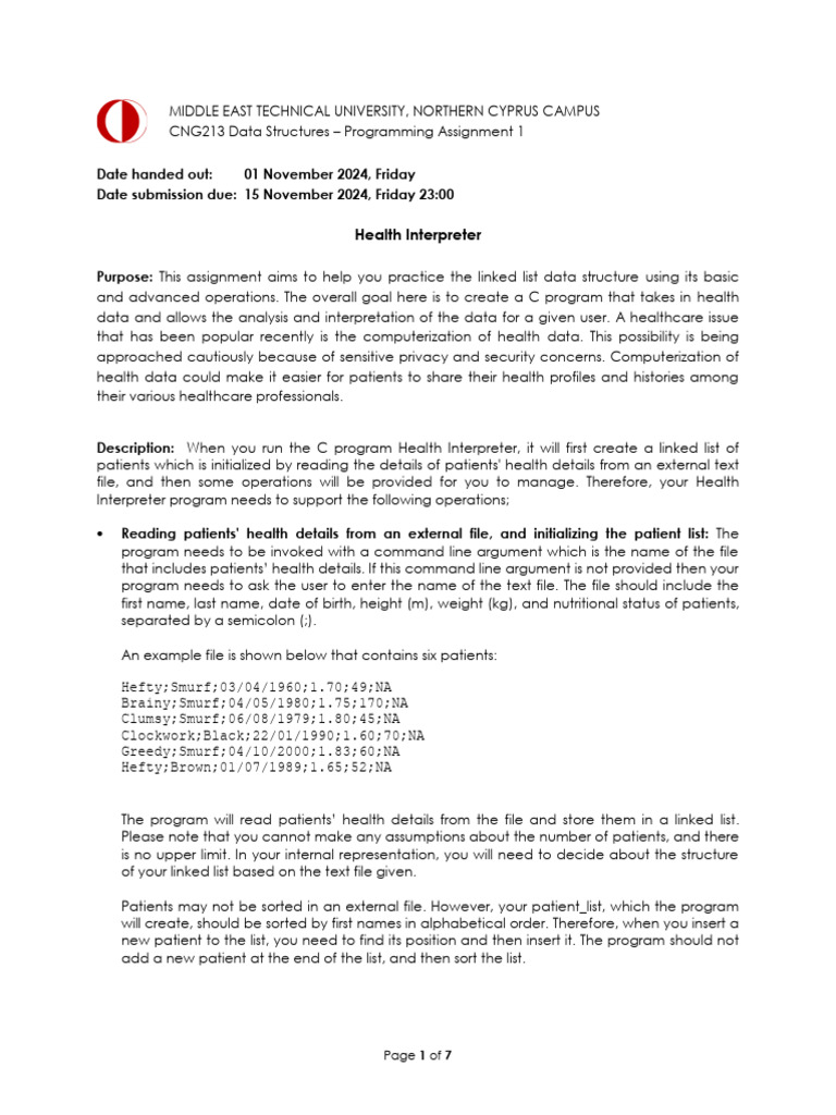 CNG213 Assignment1 Fall 2024-2025 | PDF | Body Mass Index | Software Engineering