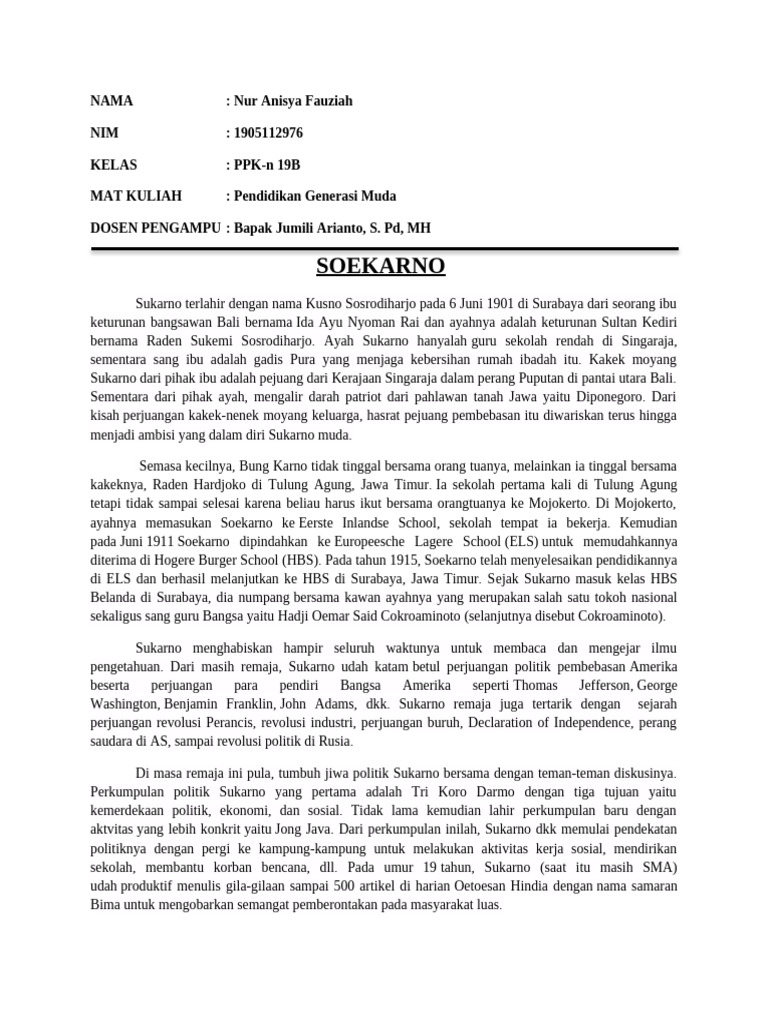 Biografi Sukarno: Perjalanan Menuju Kemerdekaan | PDF