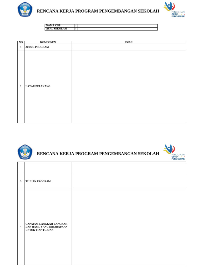 Format Rencana Kerja Perogram Sekolah | PDF | Karier & Perkembangan ...