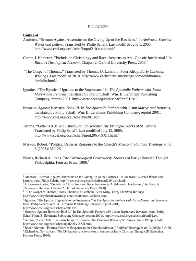 TF701 Bibliography Units 1-13 | PDF | Christology | Early Christianity