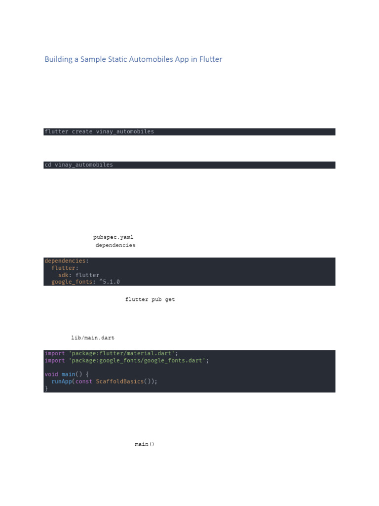 Flutter Static Automobile App Guide | PDF | Automotive Industry | Land ...