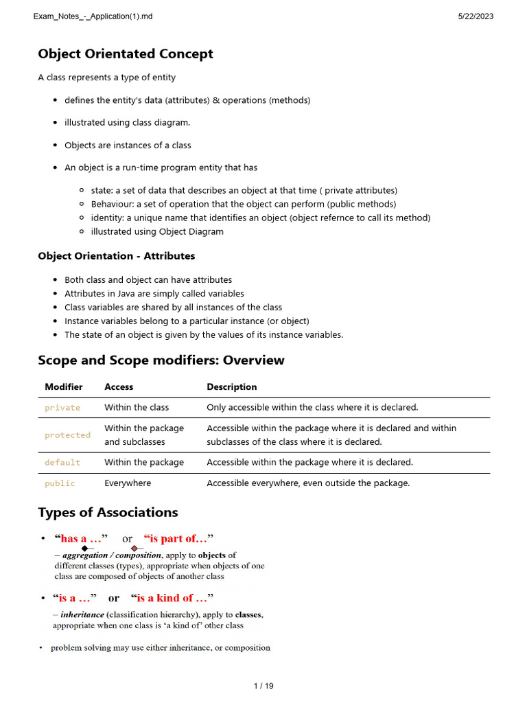 Java Object-Oriented Programming Notes | PDF | Class (Computer ...
