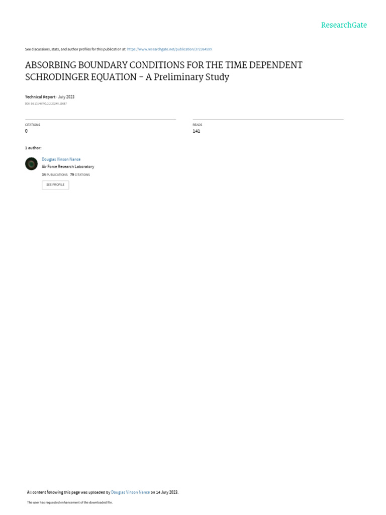 Absorbing Boundary Conditions For The Time Dependent Schrodinger