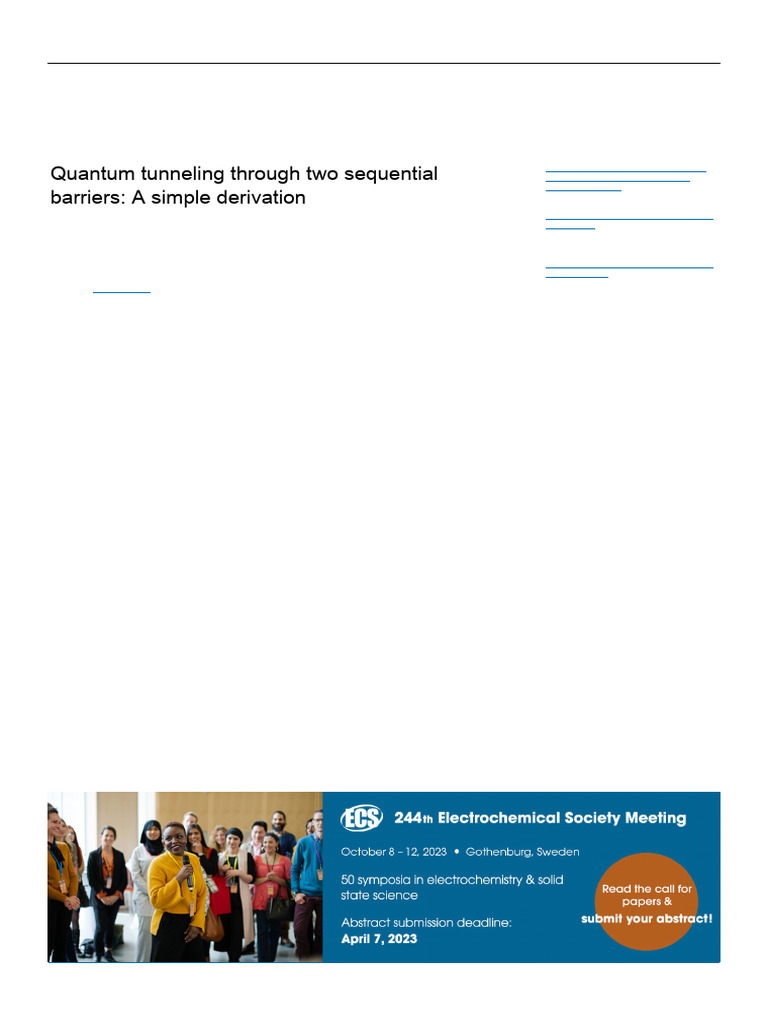 Quantum Tunneling Through Two Sequential Barriers | PDF | Quantum Tunnelling | Quantum Mechanics