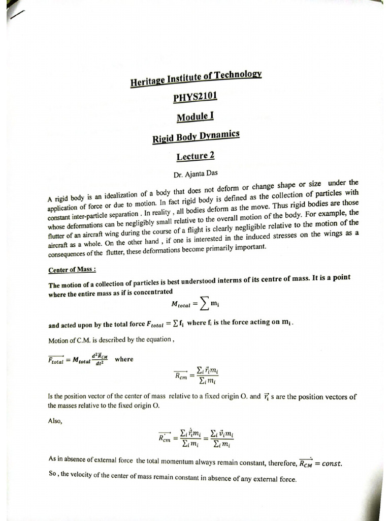 Physics Lecture 1 Note | PDF