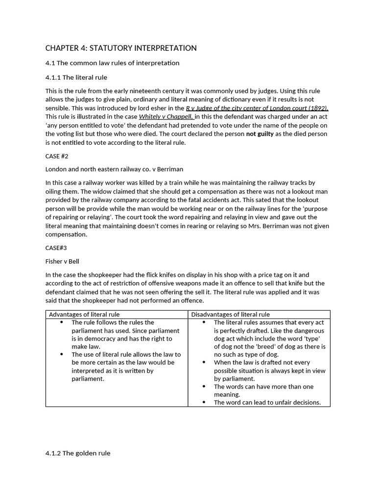 Chapter 4 Statutory Interpretation | PDF | Statutory Interpretation ...