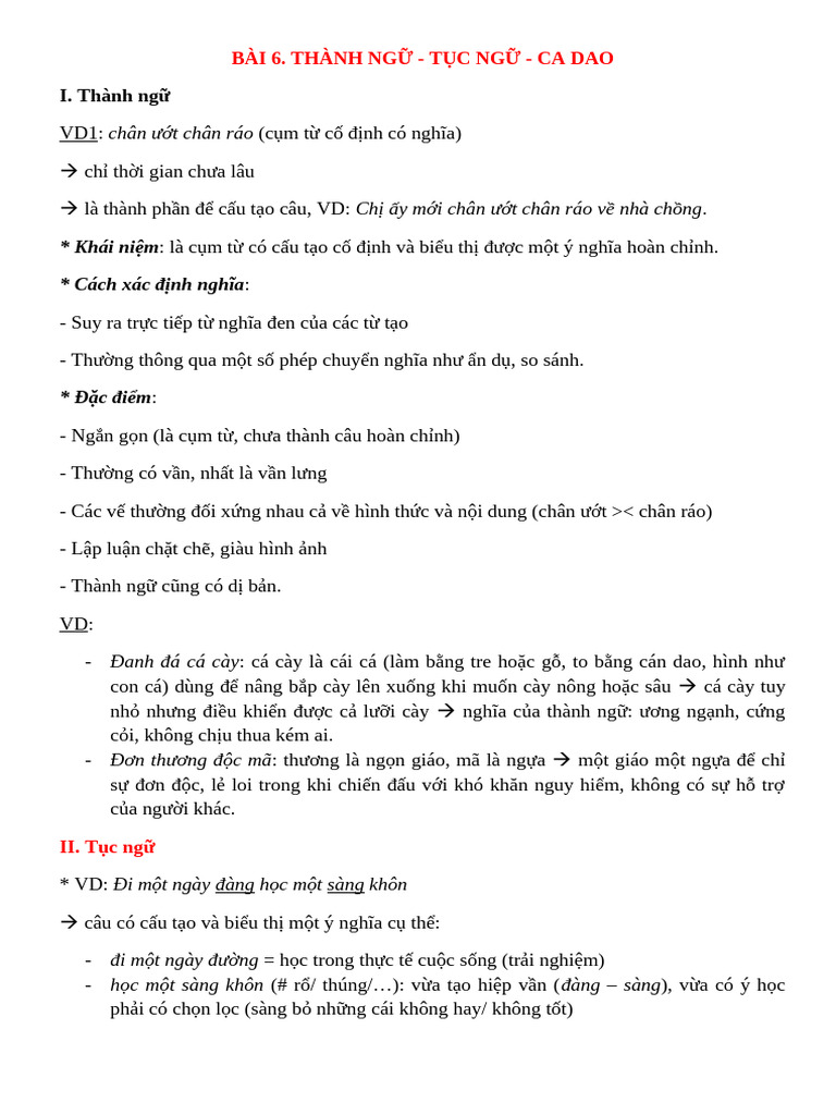 Bài 6. Thành NG - T C NG - Ca Dao | PDF