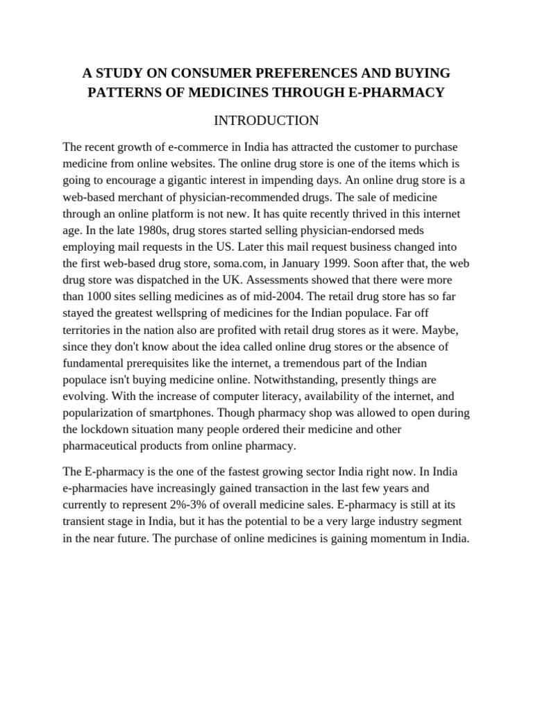 A Study On Consumer Preferences and Buying Patterns of Medicines ...