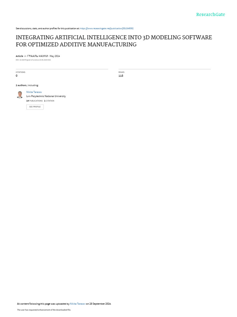 AI in 3D Modeling for Additive Manufacturing | PDF | Artificial ...