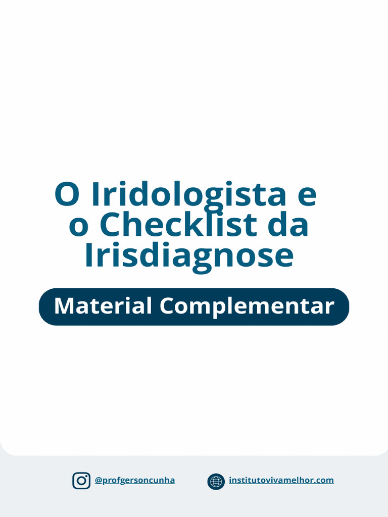 O Iridologista e o Checklist Da Irisdiagnose | PDF