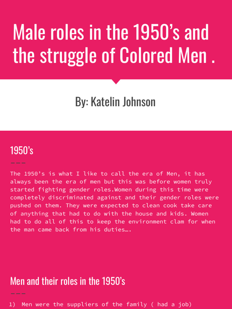 Male Roles in The 1950's and The Struggle of Colored Men . | PDF ...