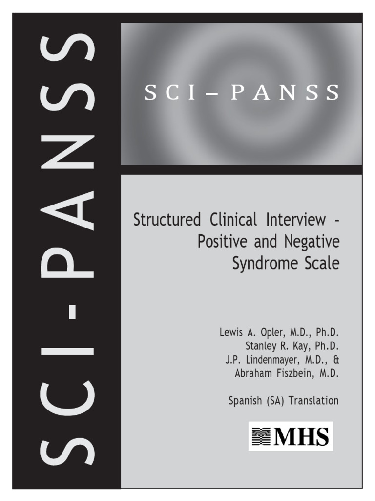 PANSS Entrevista | PDF | Salud y bienestar | Estilo de vida