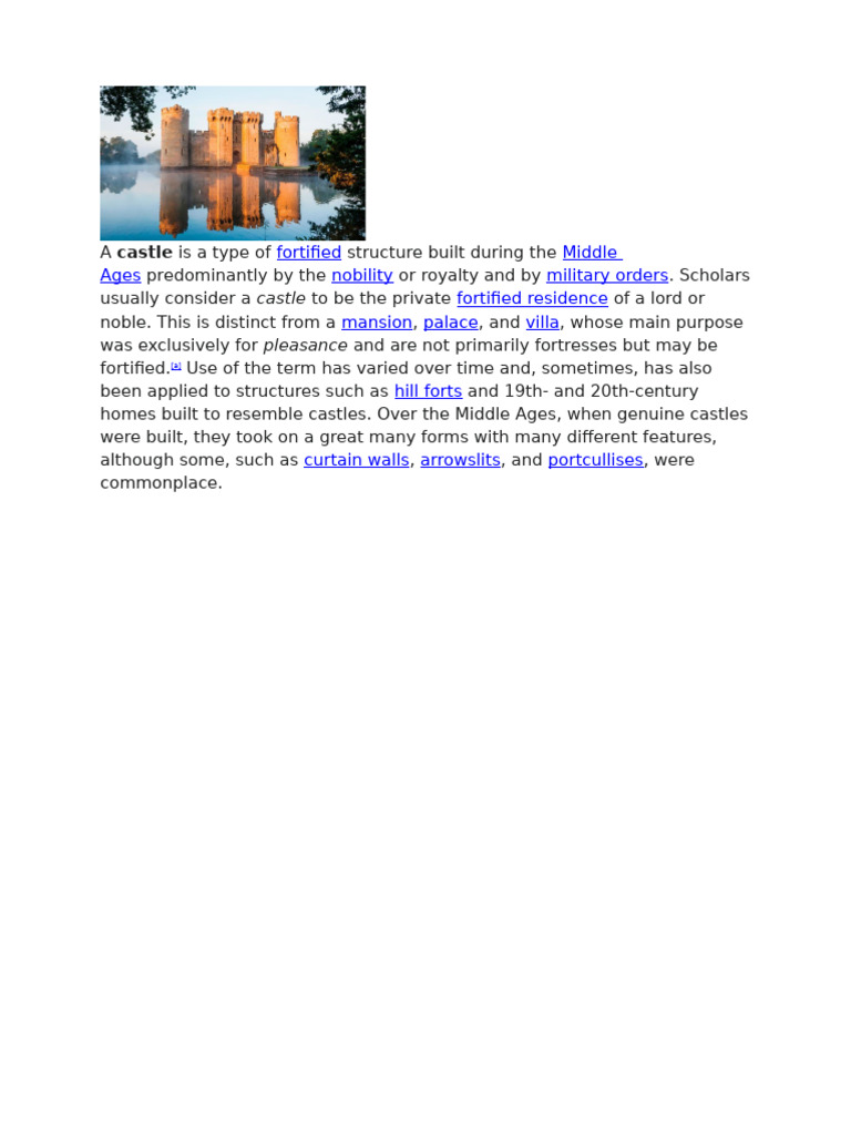 Medieval Castle Features Explained | PDF