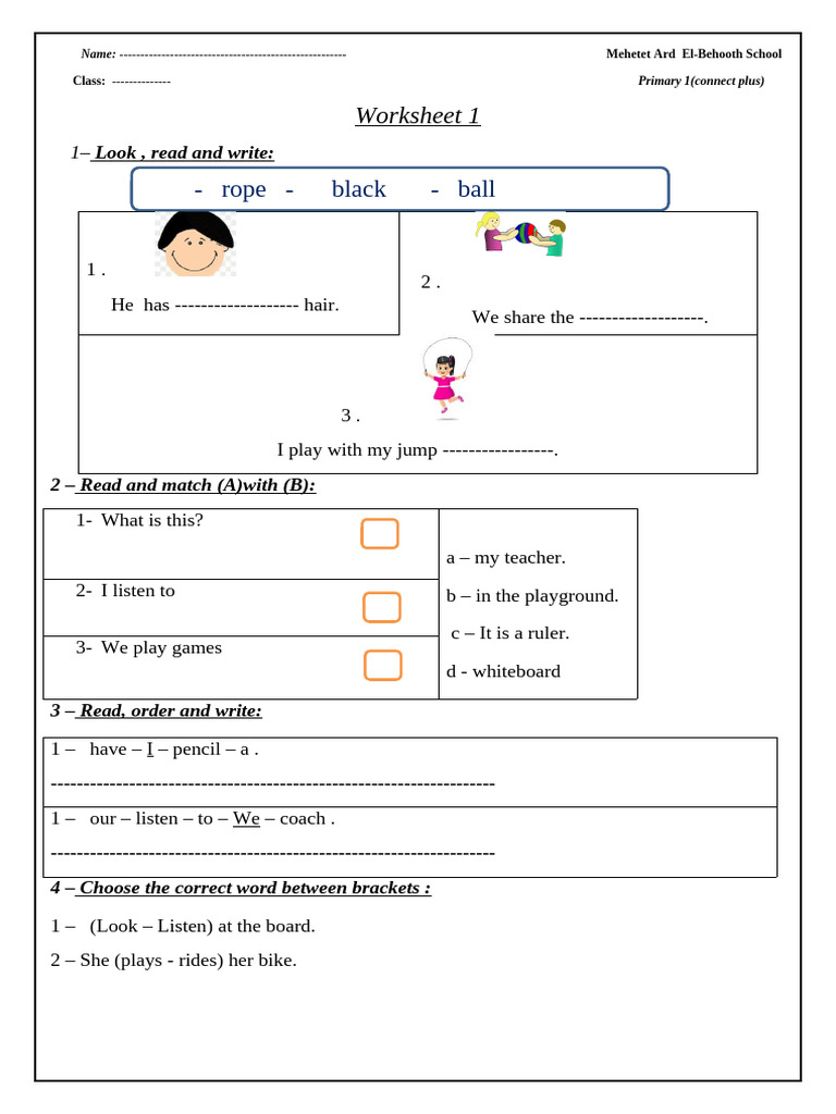 Primary 1 English Worksheet Activities | PDF