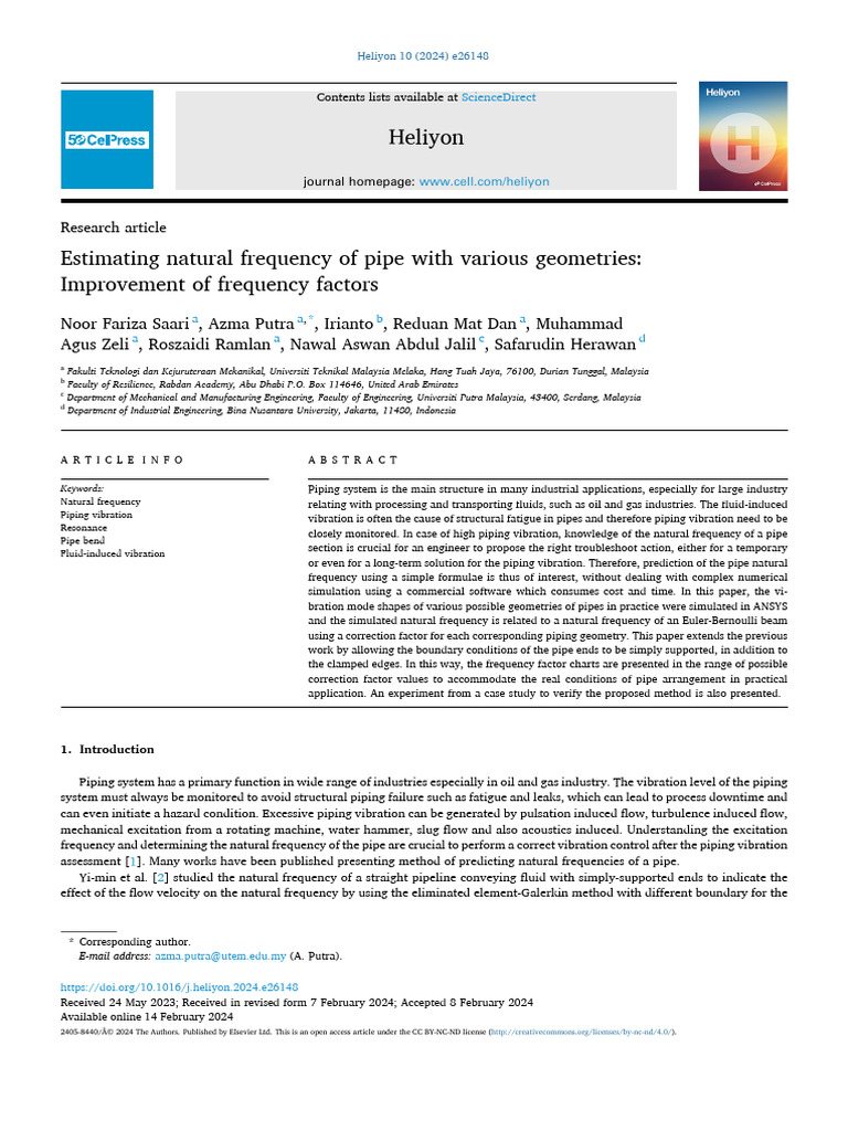 Natural Frequency Estimation in Pipes | PDF | Pipe (Fluid Conveyance ...