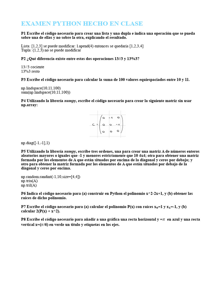Examen Hecho en Clase Python | PDF | Métodos y materiales de enseñanza