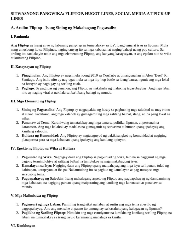 Sitwasyong Pangwika Pick Up Lines Hugot Lines at Fliptop | PDF