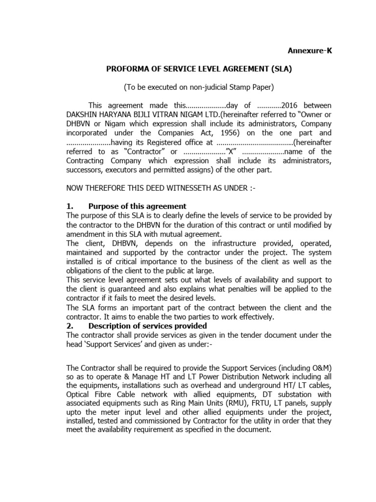 Annexure K | PDF | Project Management | Service Level Agreement