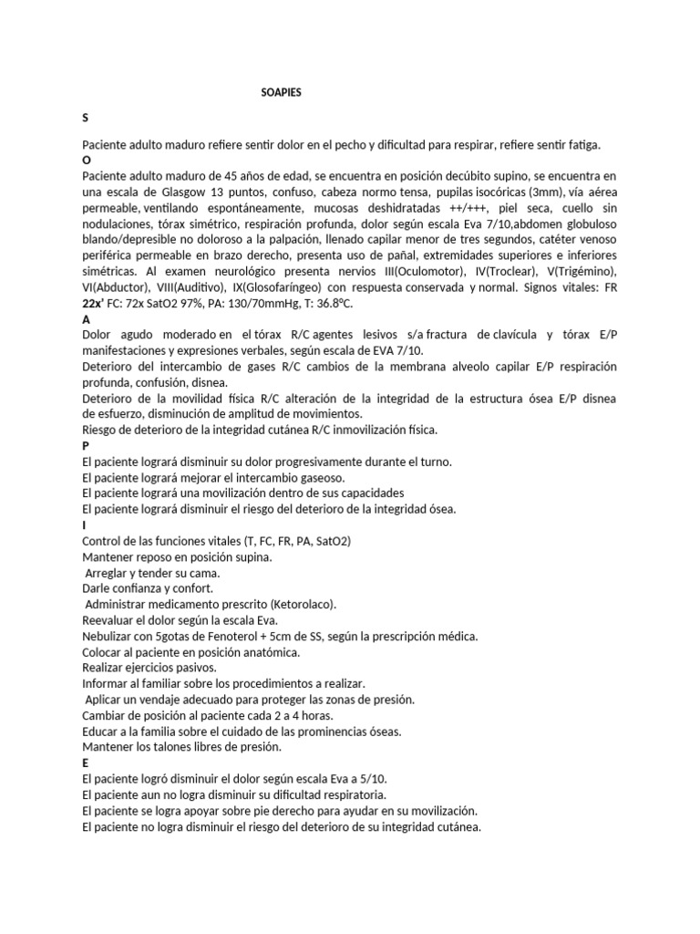 SOAPIES | PDF | Respiración | Dolor