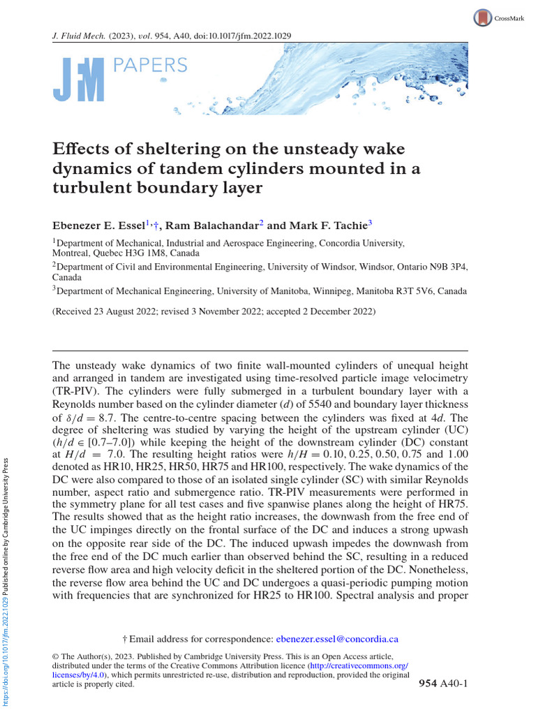 Effects of Sheltering On The Unsteady Wake Dynamics of Tandem Cylinders ...