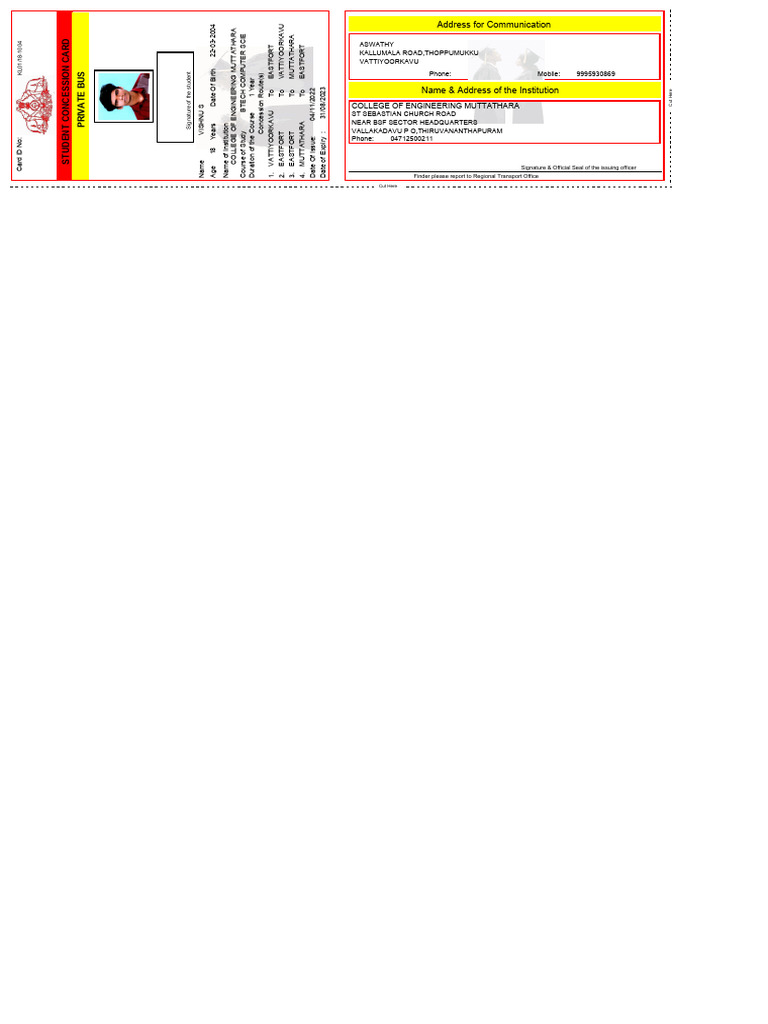 Vishnu S (Concession Card) | PDF | Access Control | Banking Technology