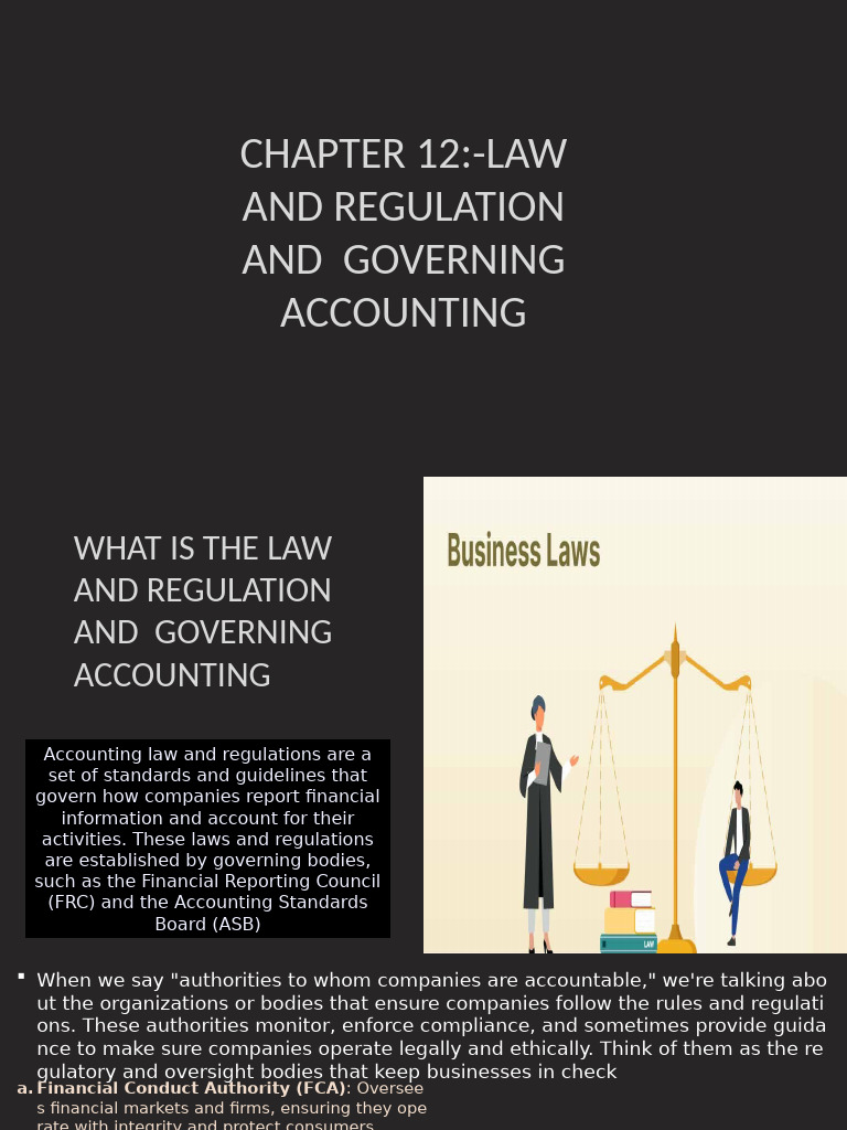 Accounting Law and Regulations Overview | PDF | Debits And Credits ...