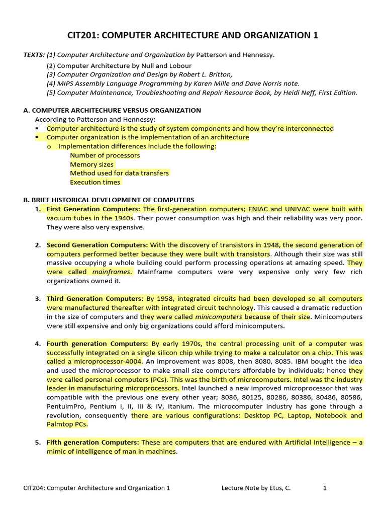 Computer Architecture Overview and History | PDF | Binary Coded Decimal | Microprocessor