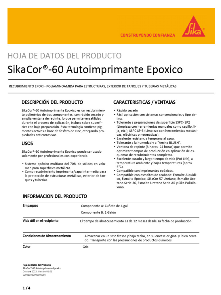 Sikacor 60 Epoxyselfprimer | PDF | Epoxy