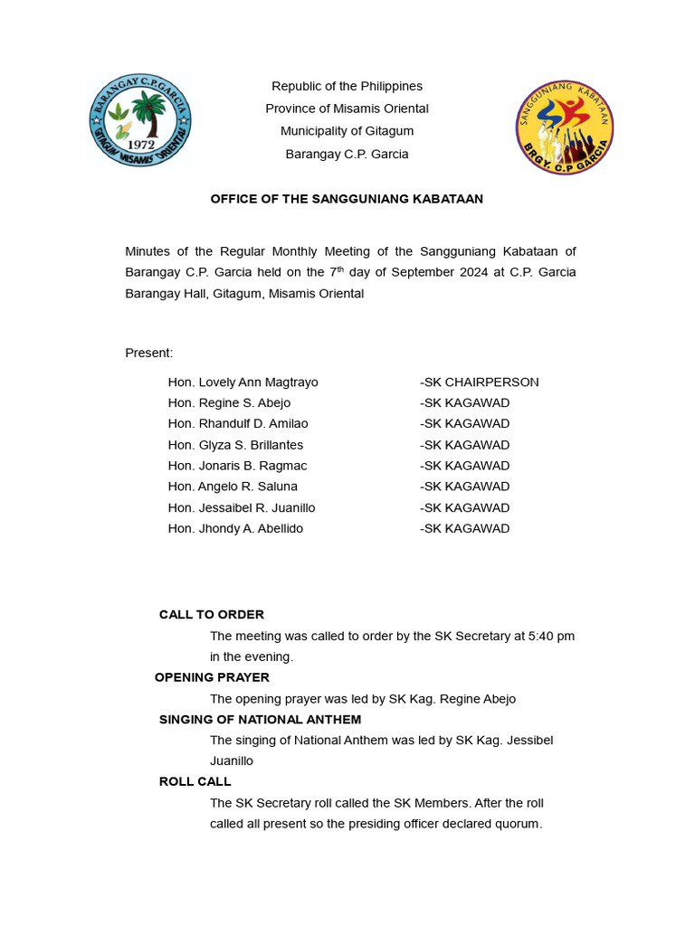 13th Minutes Of Meeting Pdf