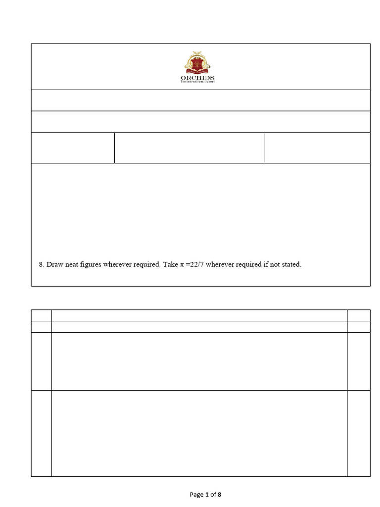 Grade 10 Maths Sample QP 2 | PDF | Circle | Triangle