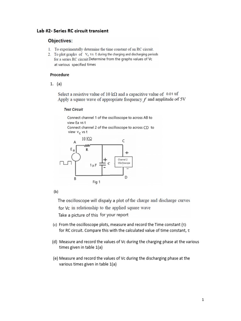 RC Circuit Transient Lab Procedure | PDF | Teaching Methods & Materials