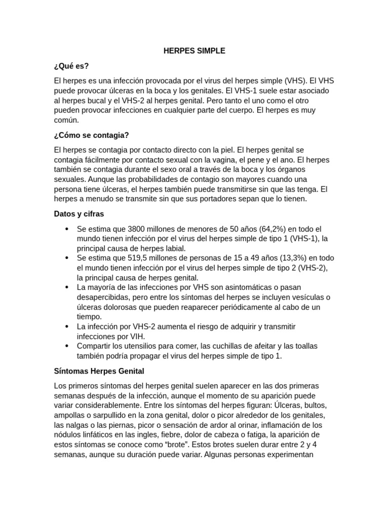Herpes Simple | PDF | Microbiología | Medicina