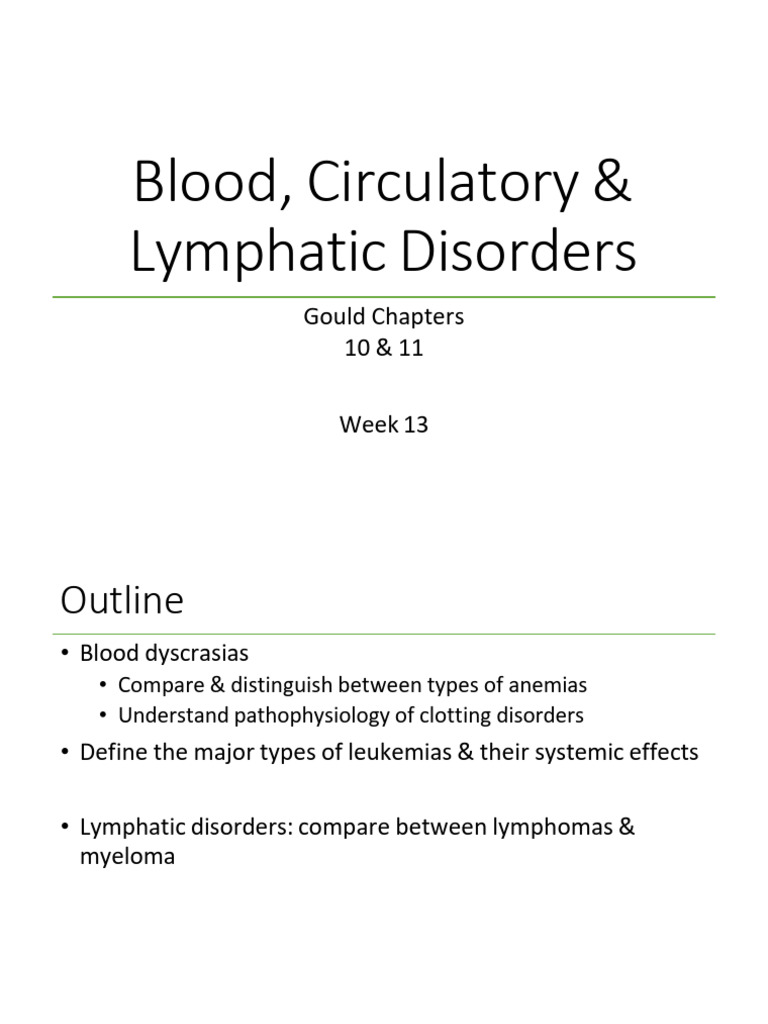 Lect13 - Blood & Lymphatics Disorders | PDF | Lymphatic System | Anemia