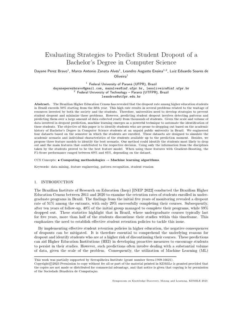 Evaluating Strategies Student Dropout | PDF | Support Vector Machine ...