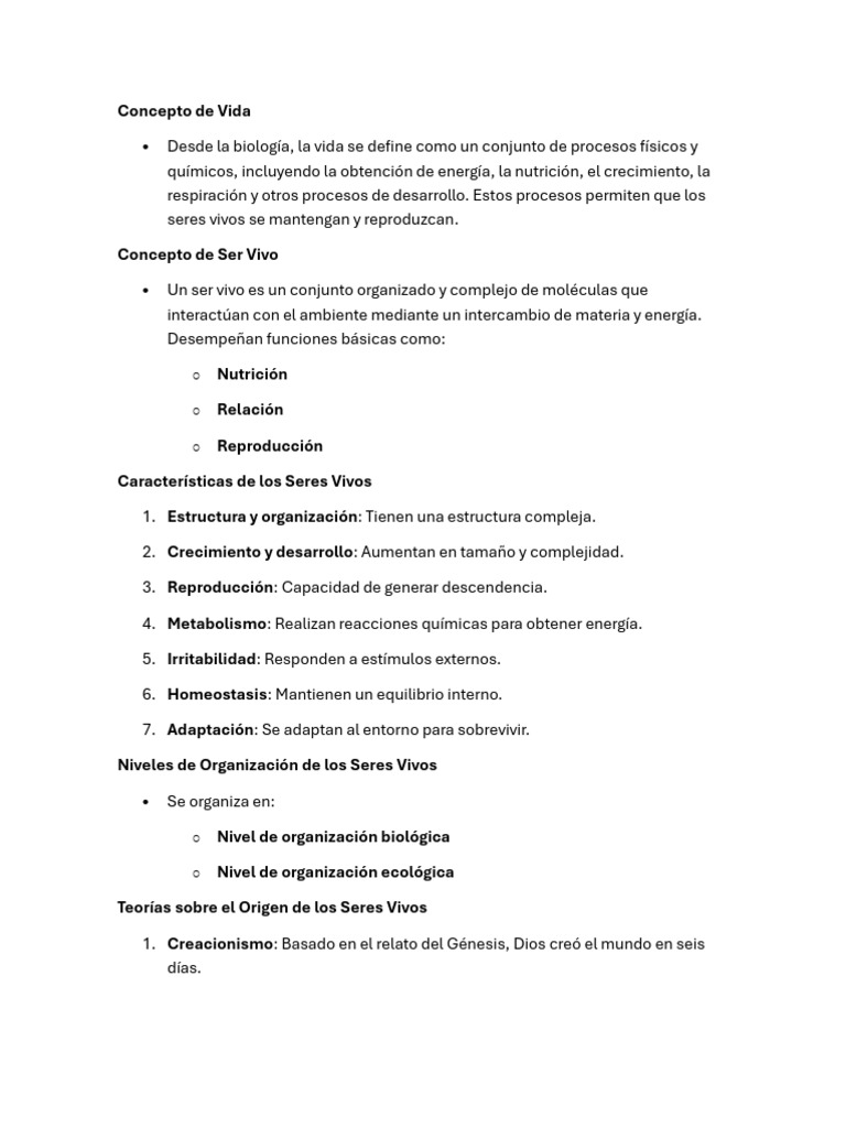Conceptos Clave de Vida y Biología | PDF | Biología Celular | Biología ...