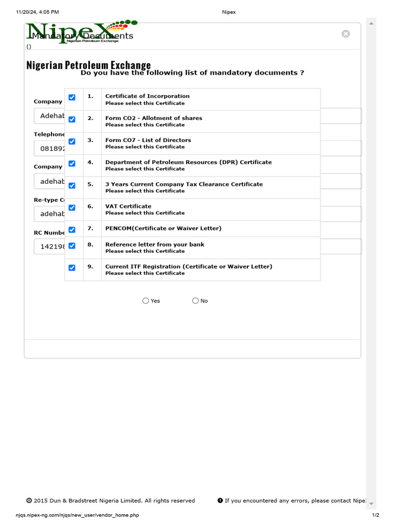 Nipex Requirements | PDF