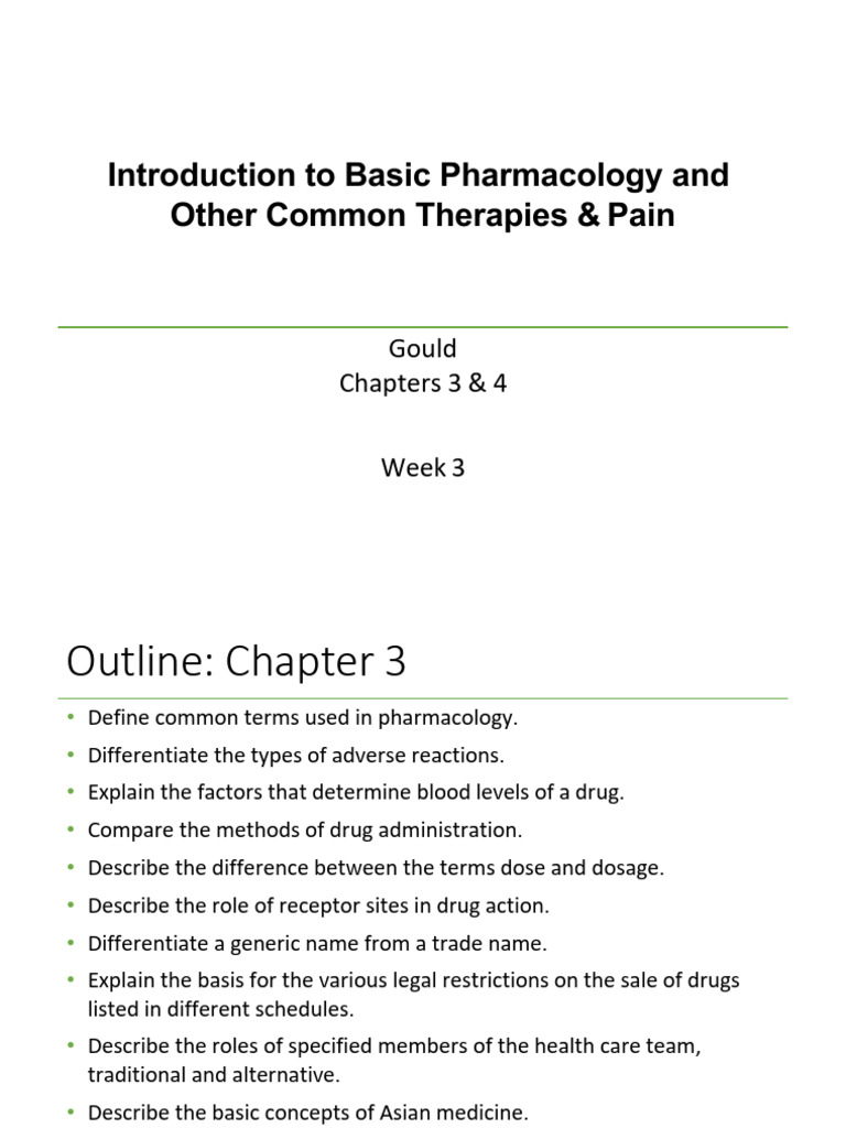 Lect3 - Intro To Basic Pharm & Pain - Student | PDF | Pain | Headache