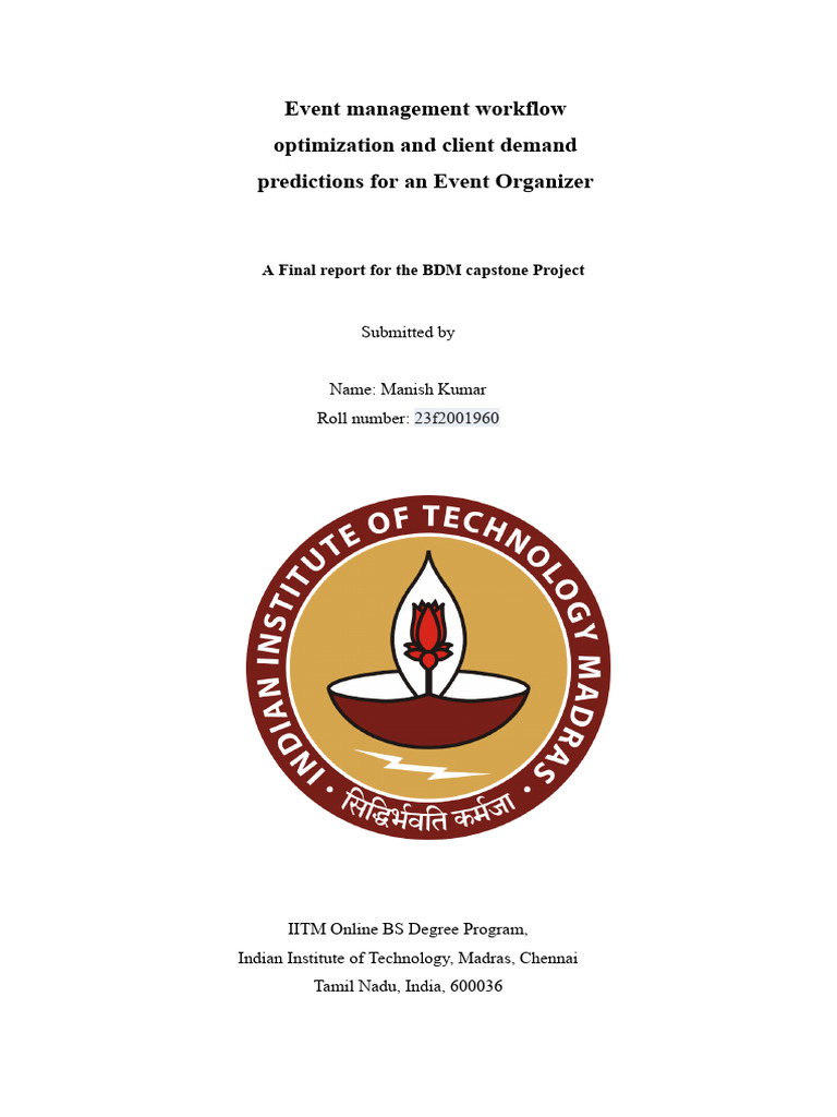 IITM BDM Capstone - Final Submission | PDF | Regression Analysis | Prediction