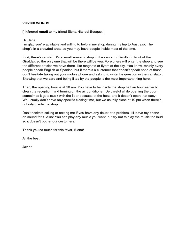 Writing Informal Email Pdf