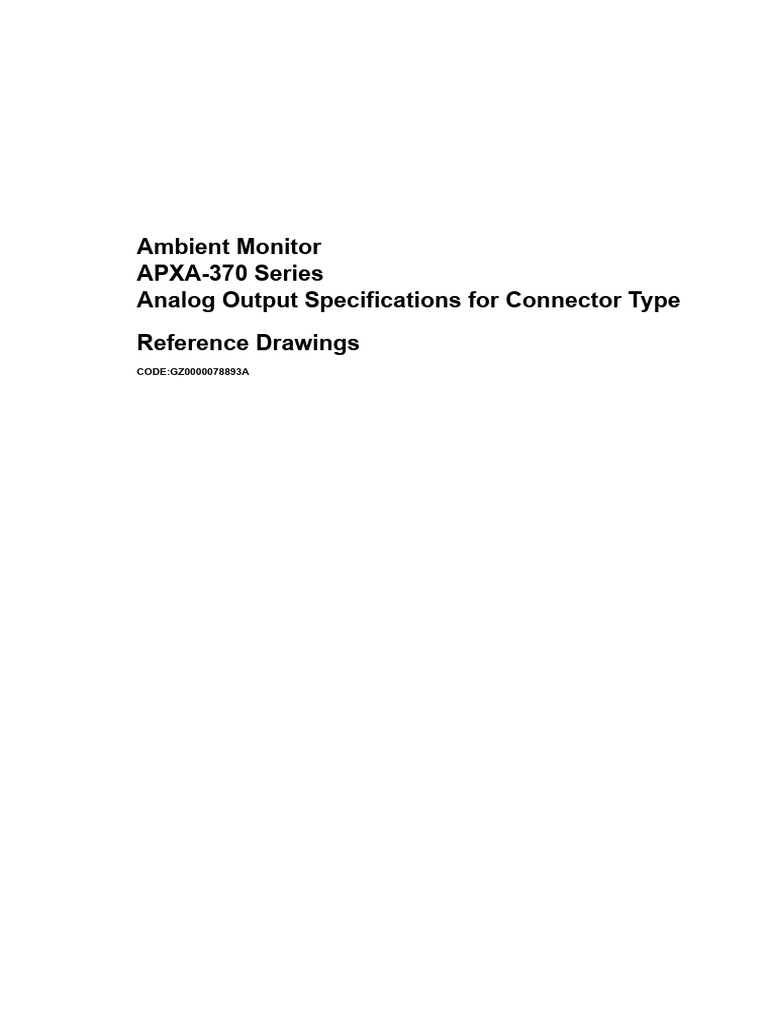 Ambient Monitor APXA-370 Series Analog Output Specifications For ...