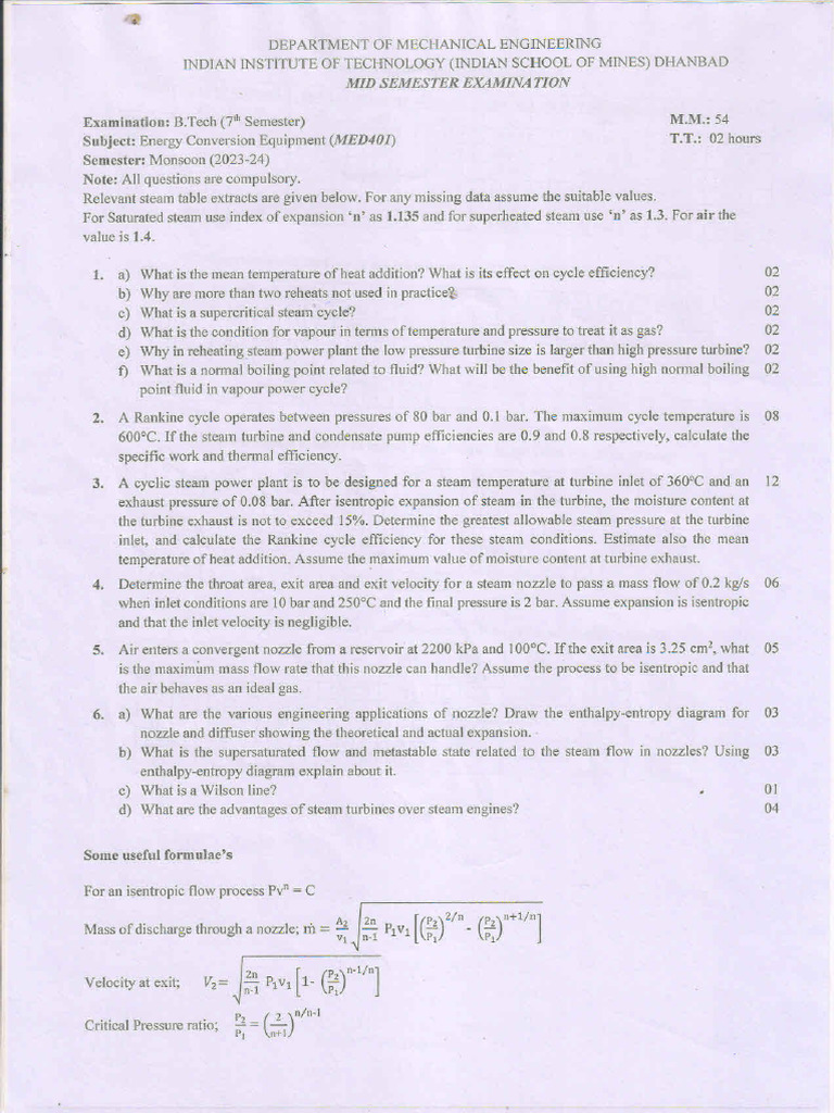 Mid Semester Question Paper and Solution | PDF