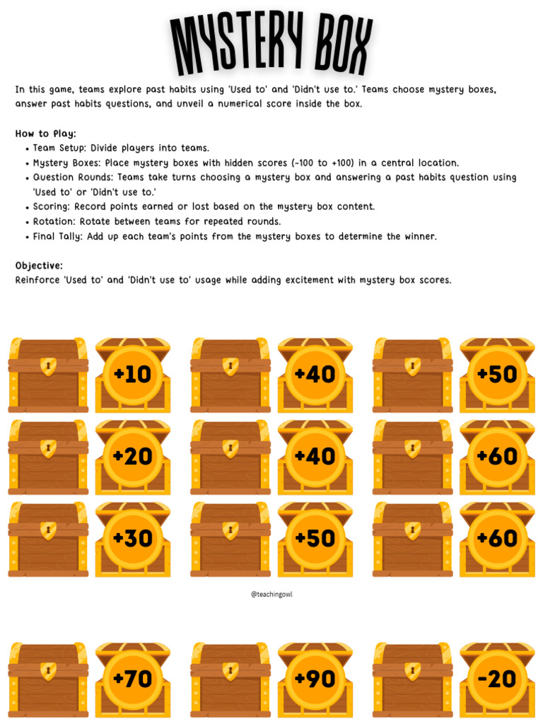 Mystery Box Game for Past Habits | PDF